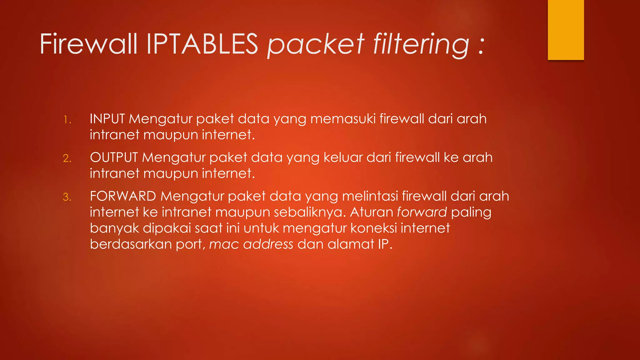 Administrasi server (Firewall, Network Address Translation (NAT), dan ...