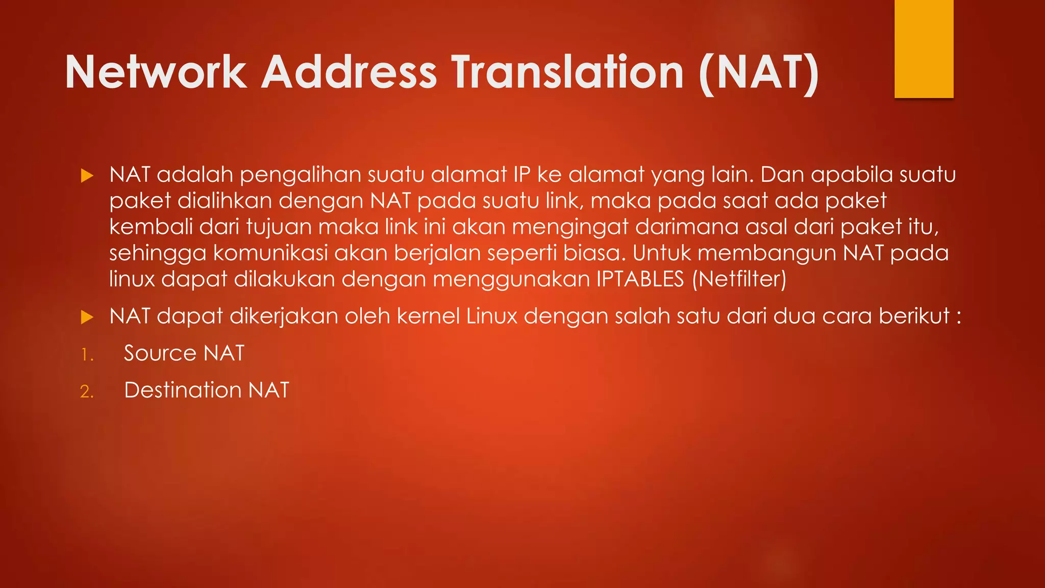 Administrasi server (Firewall, Network Address Translation (NAT), dan Proxy Server) | PPTX