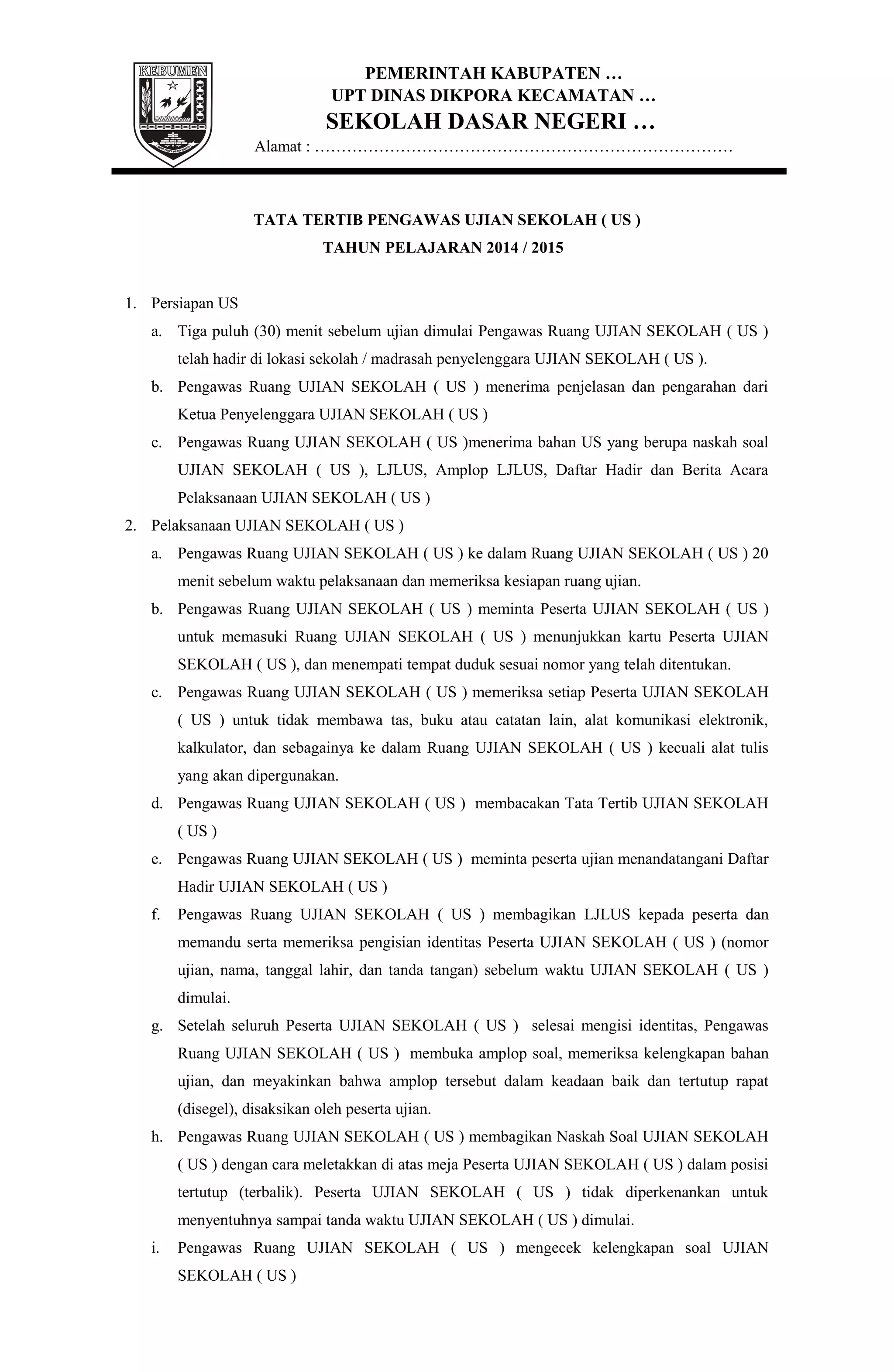 Administrasi ujian sekolah sd | DOC