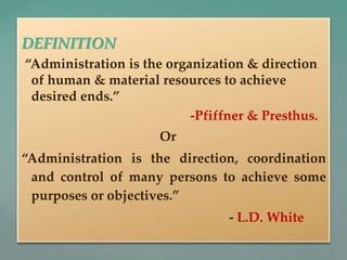 administration and management of hospital | PPTX