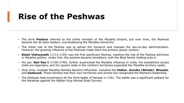 Administration-Peshwas-Balaji Vishwanath-Baji Rao I and Balaji Baji Rao ...