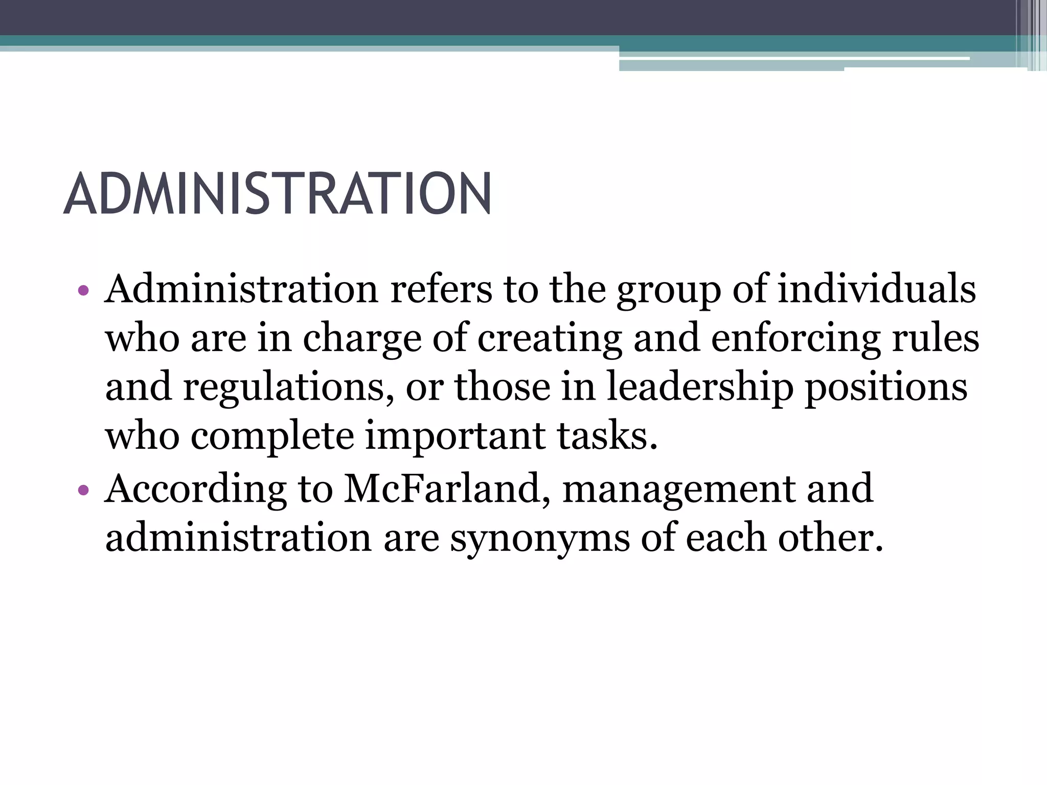 Administration and management | PPTX