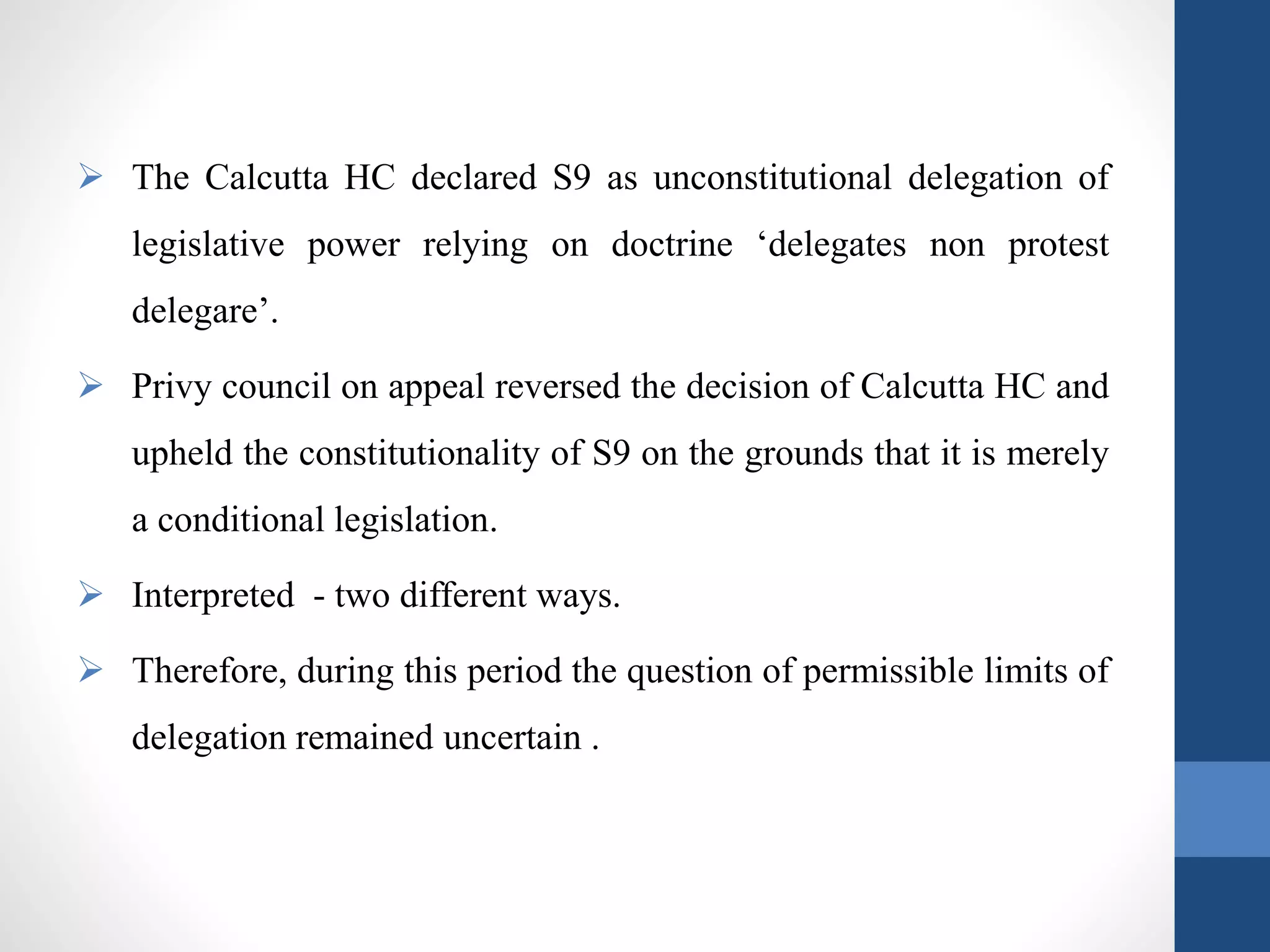 Constitutionality of Delegated Legislation | PPTX