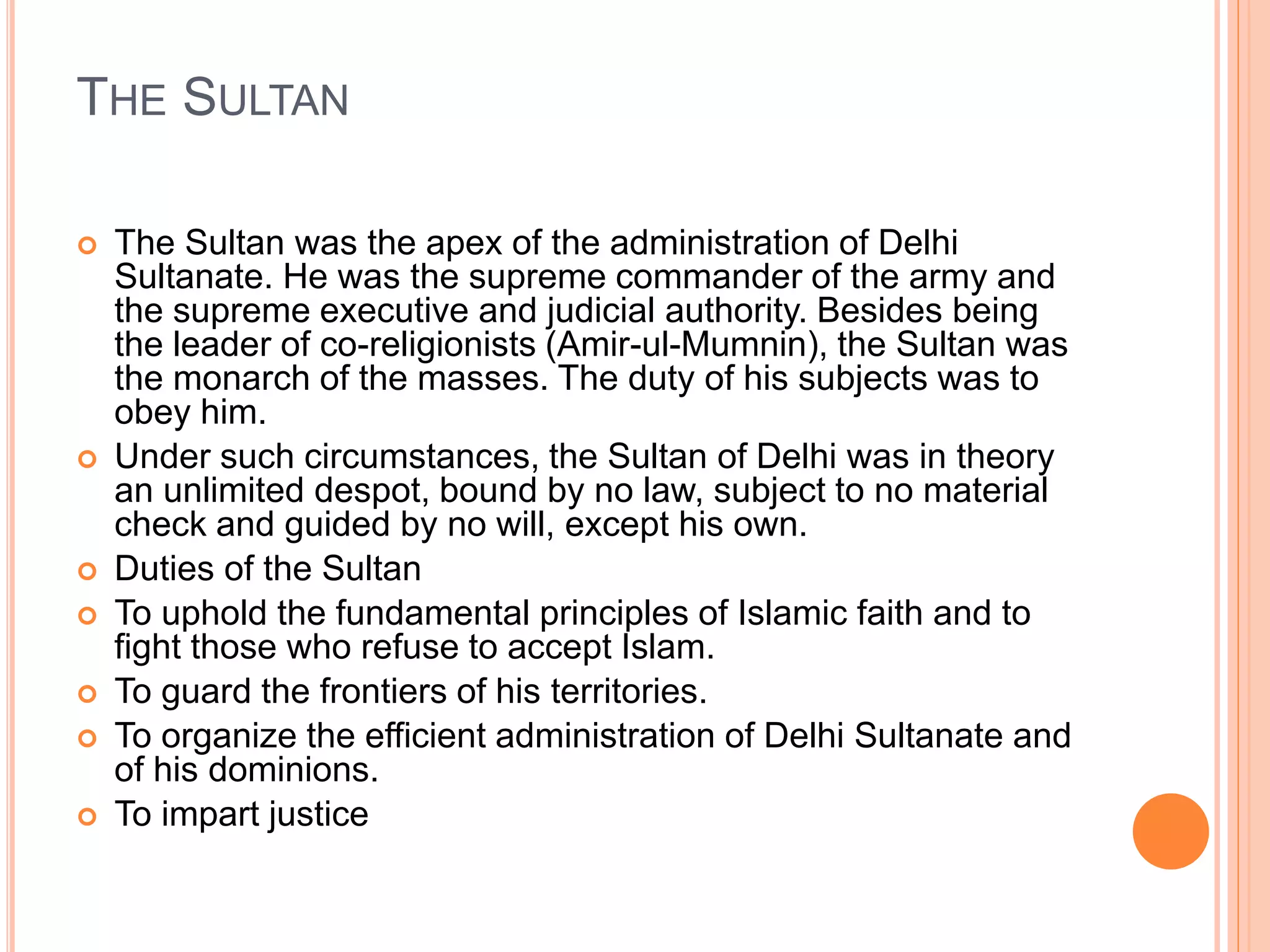Administration of delhi sultanate | PPTX