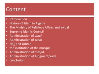 Administration of islamic affairs in algeria | PPT
