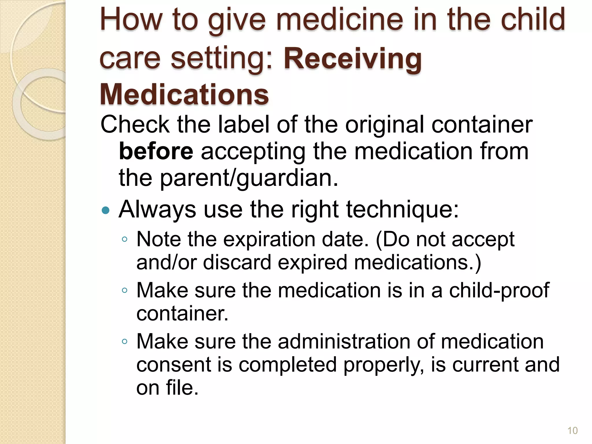 Child Care: Administration of medication | PPTX