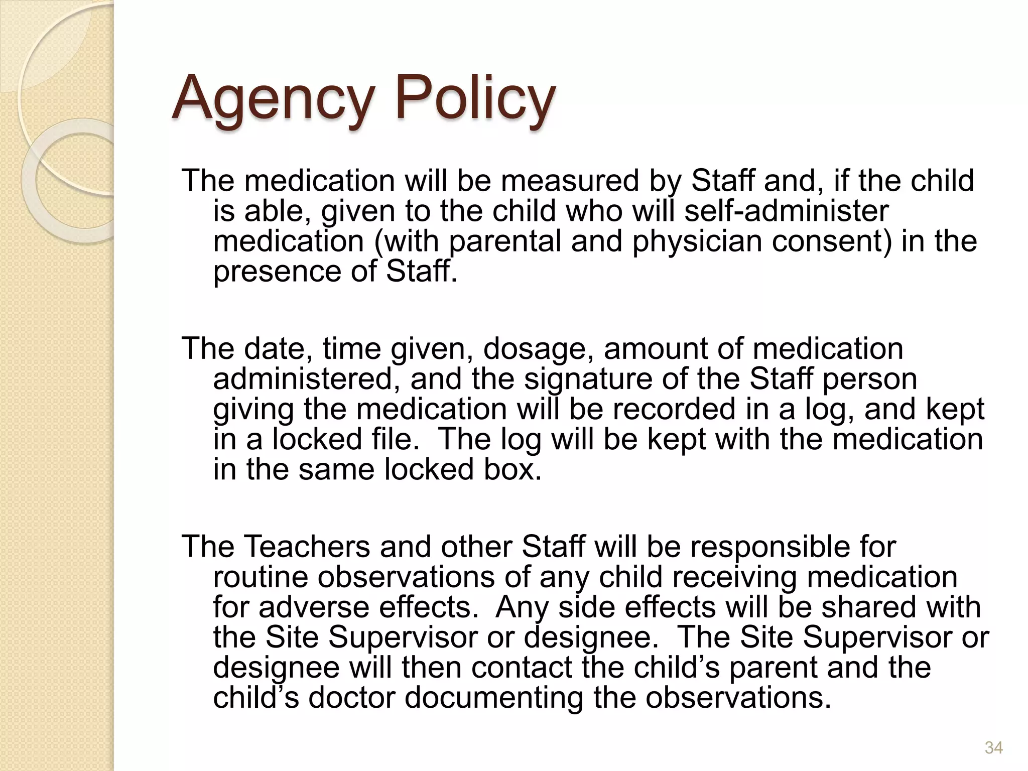 Child Care: Administration of medication | PPTX