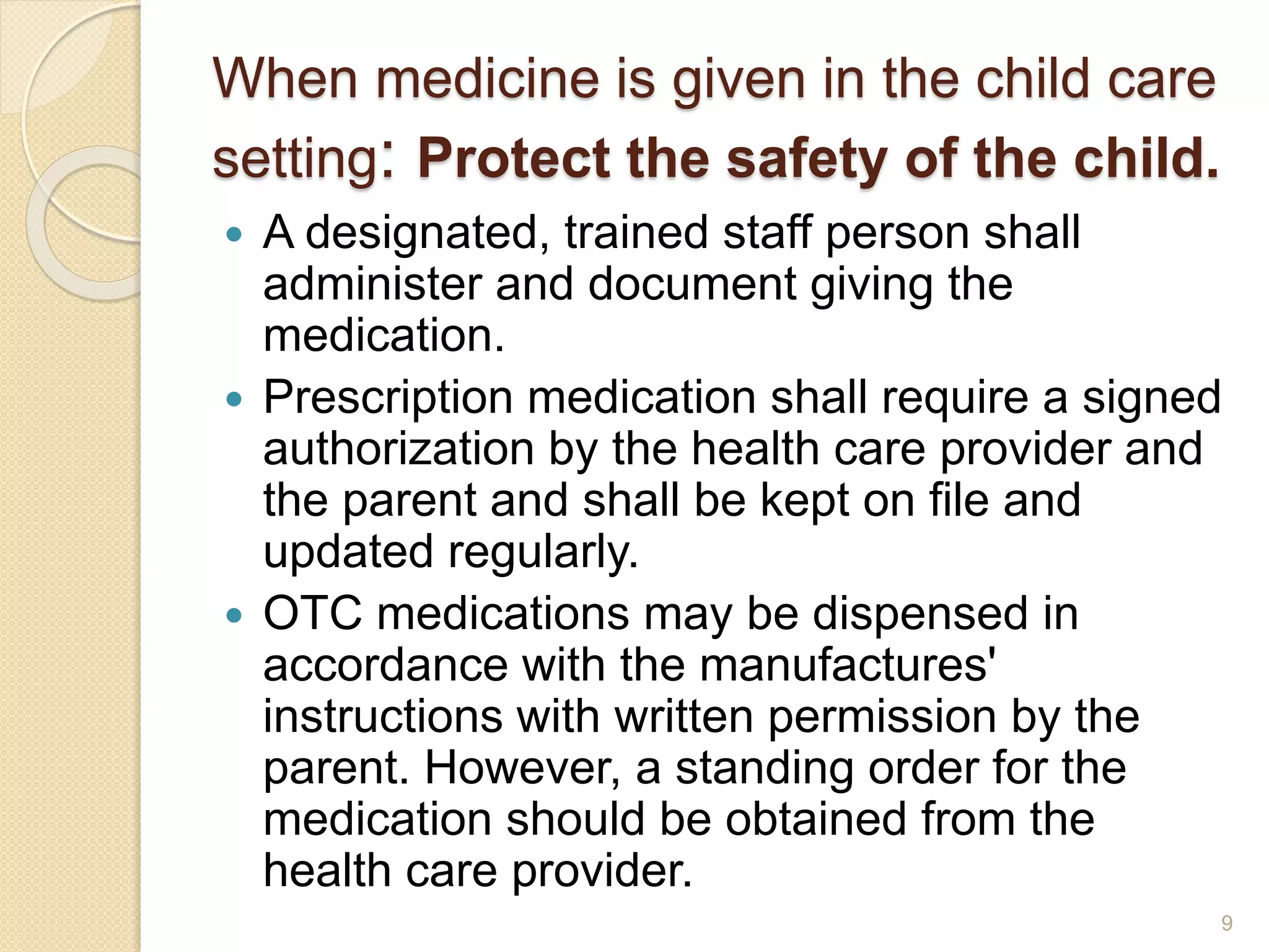 Child Care: Administration of medication | PPTX