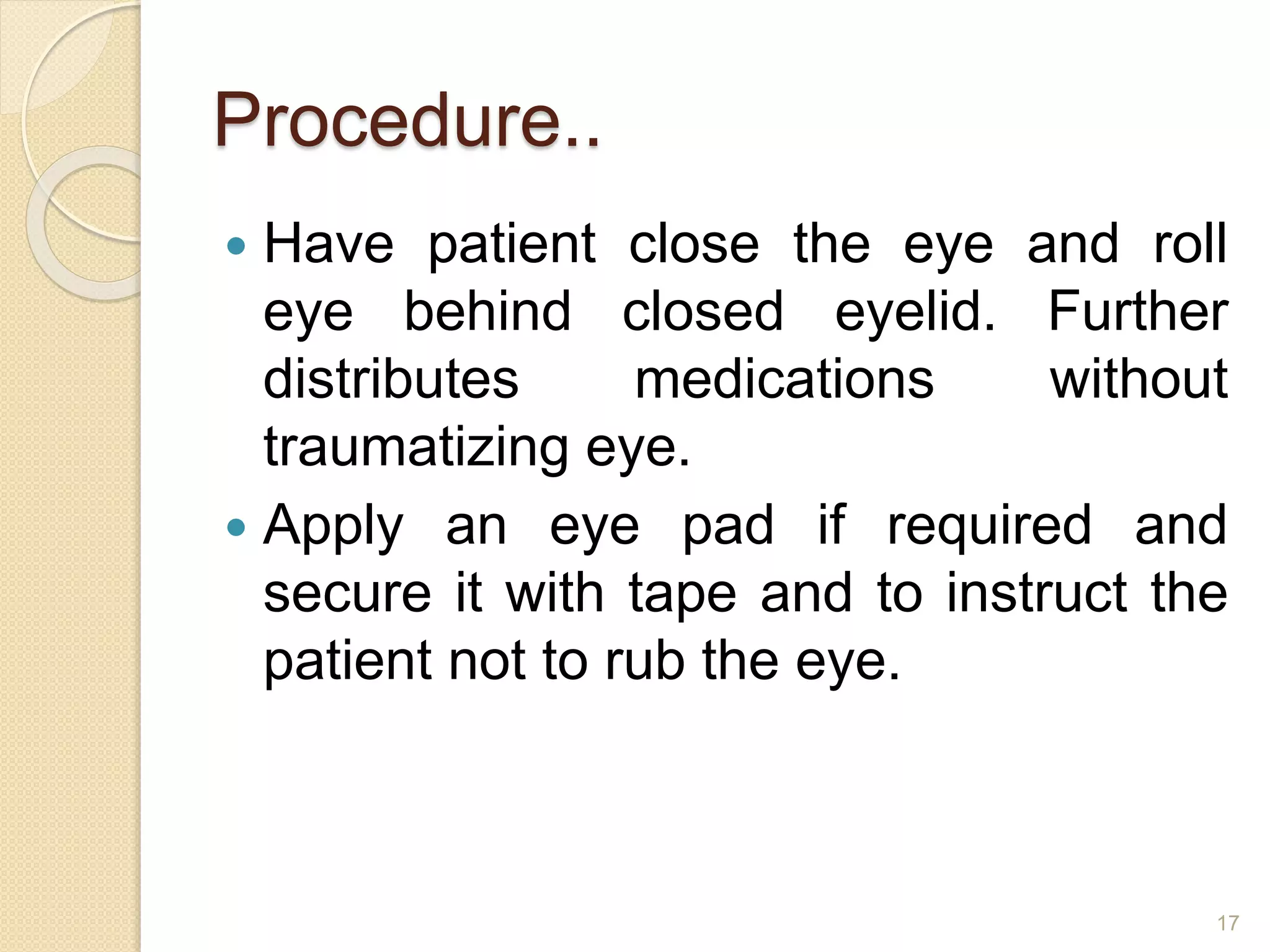 Administration of Medications into Eye and Ear- Topical Application | PPTX