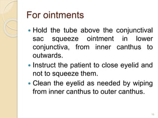 Administration of Medications into Eye and Ear- Topical Application | PPTX