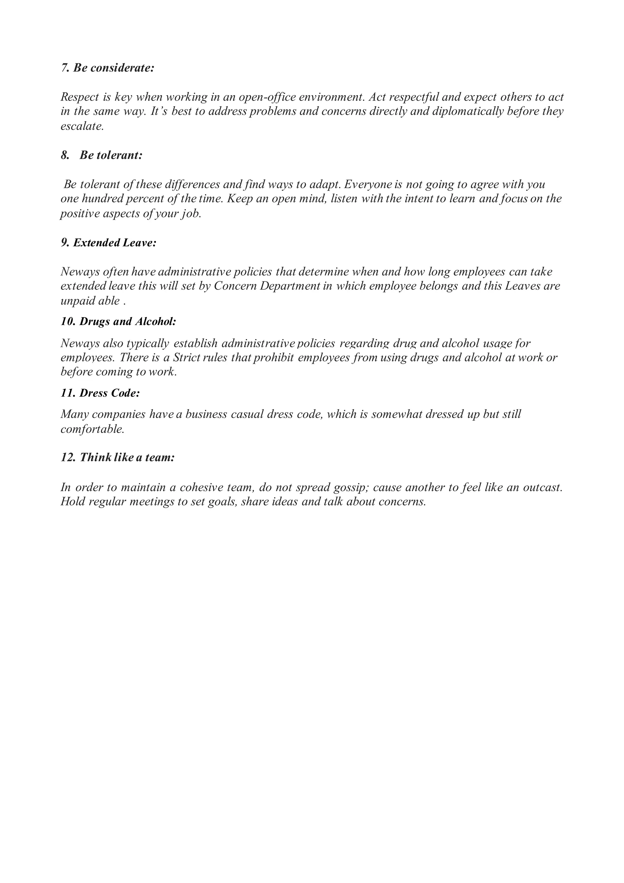 Administration rules for all employees | DOCX