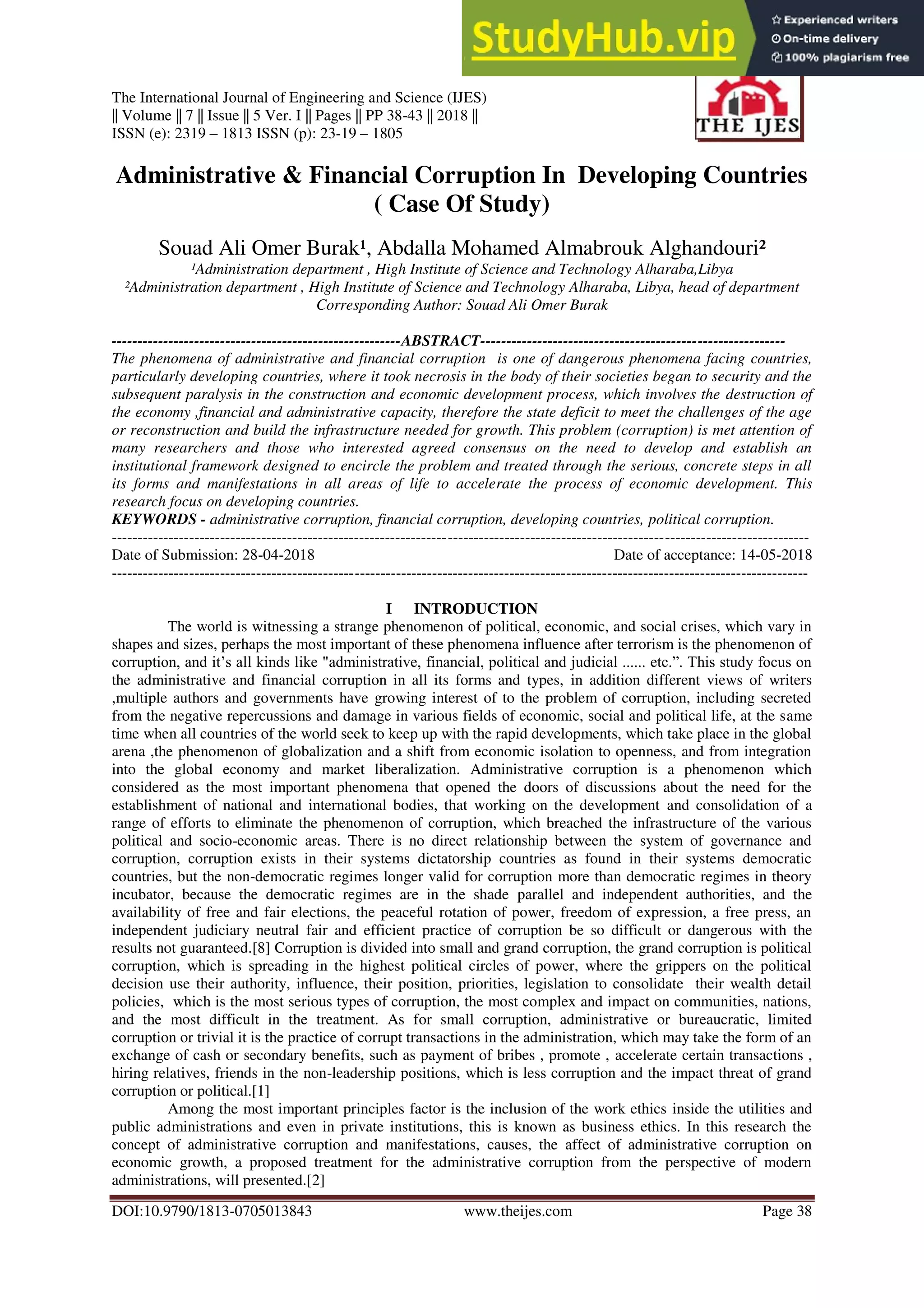 Administrative Amp Financial Corruption In Developing Countries ( Case ...