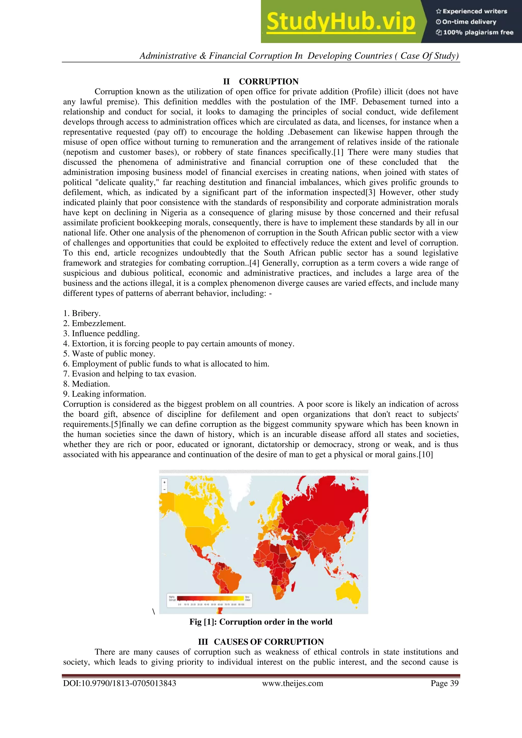 Administrative Amp Financial Corruption In Developing Countries ( Case Of Study | PDF