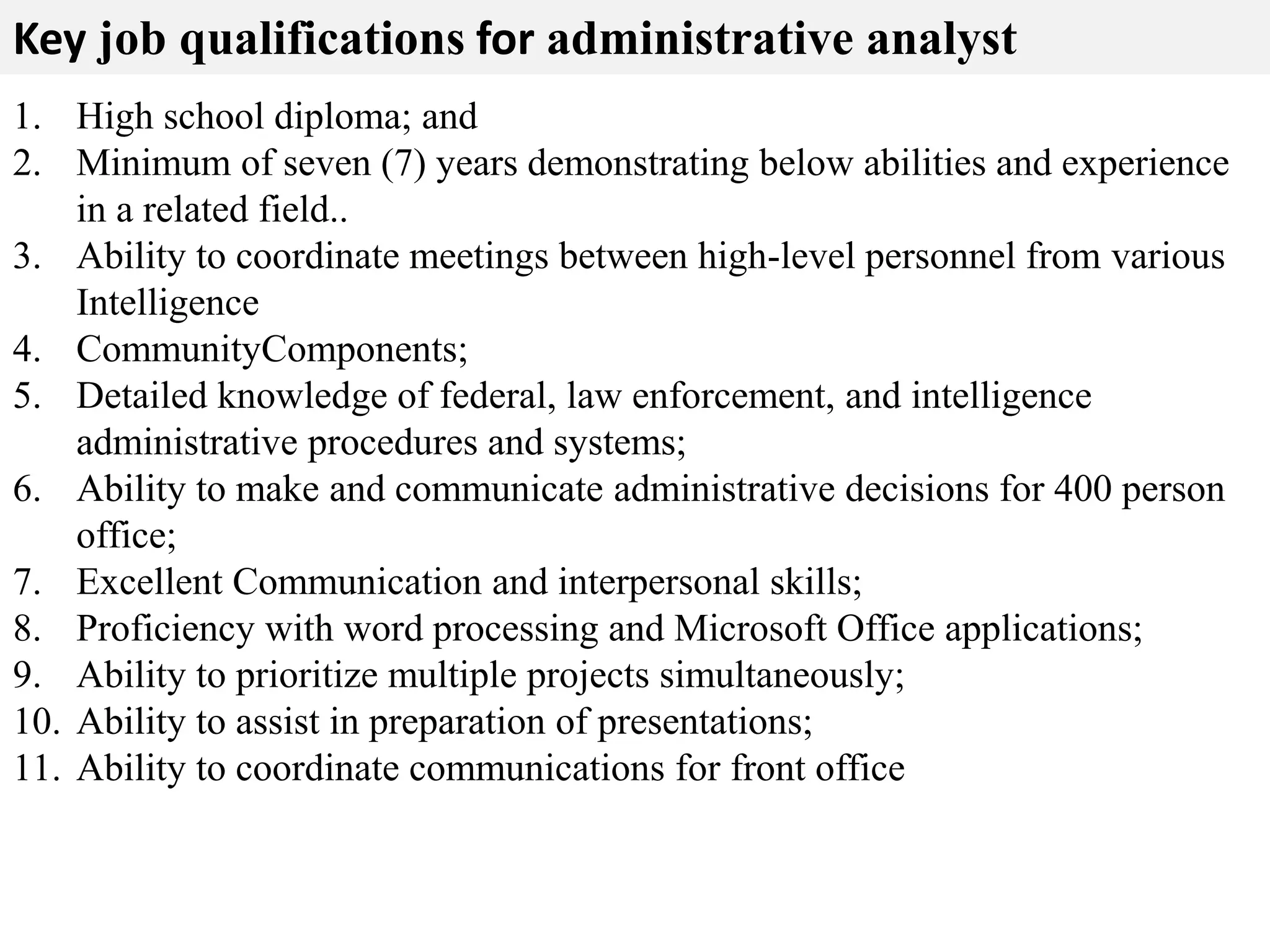 Administrative analyst job description | PPT
