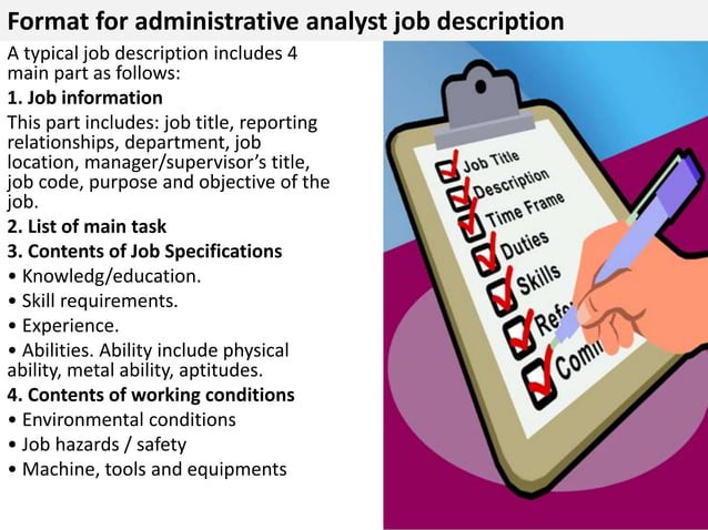 Administrative analyst job description | PPT