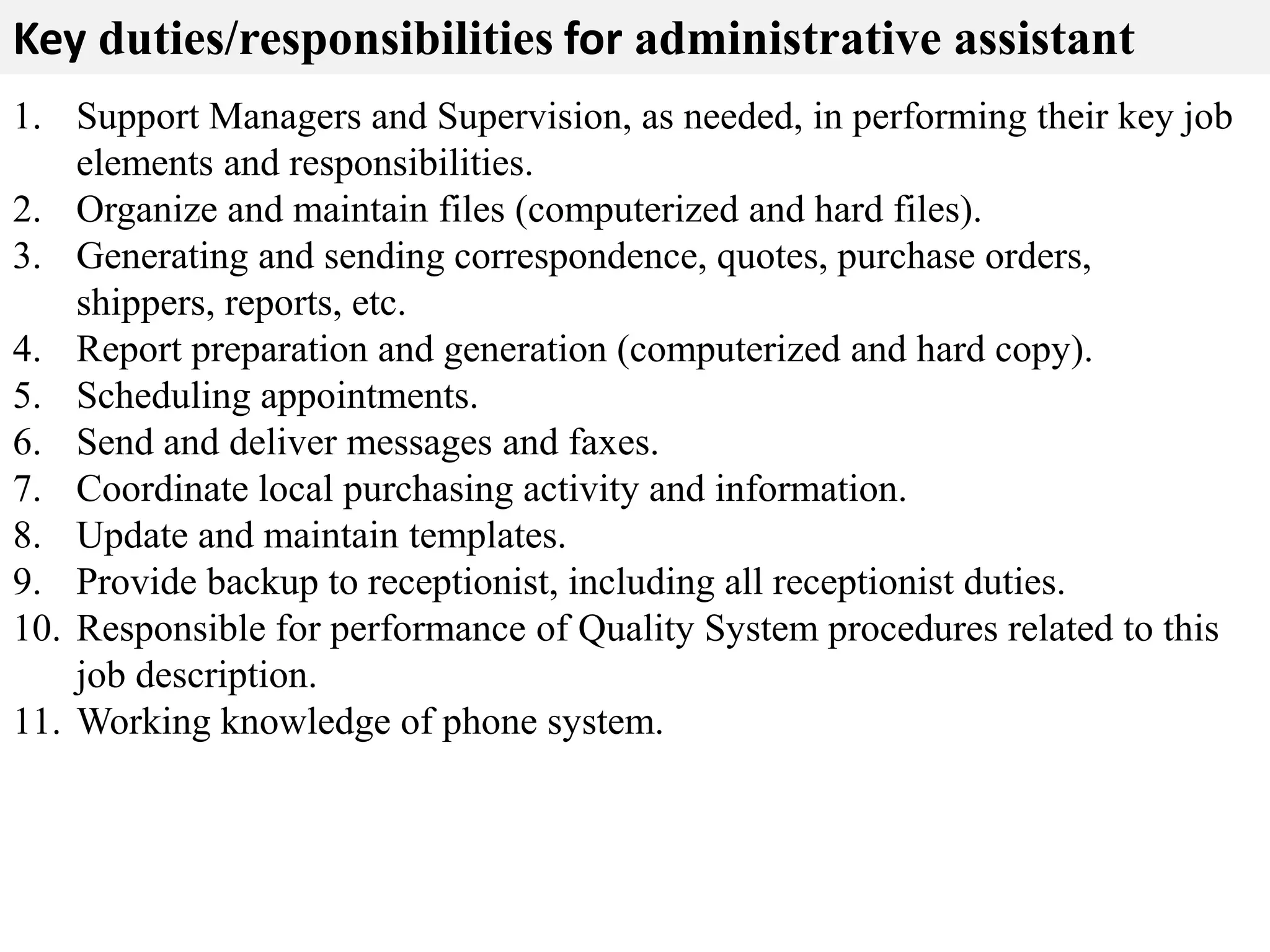 Administrative assistant job description | PPTX
