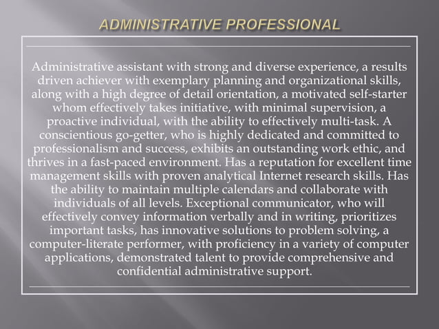 Administrative Assistant Presentation | PPT | Professional School ...