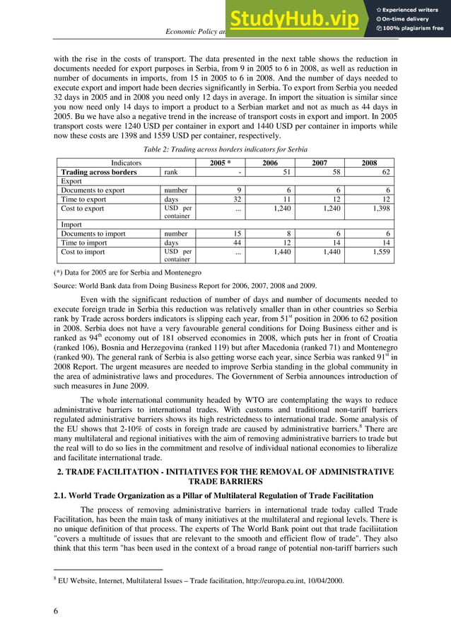 Administrative Barriers And Trade Facilitation | PDF