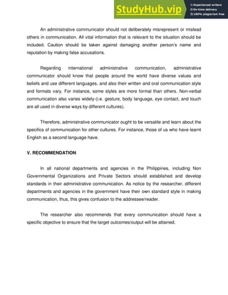 Administrative Communication A Tool For Good Governance | PDF