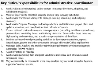 Administrative coordinator job description | PPTX