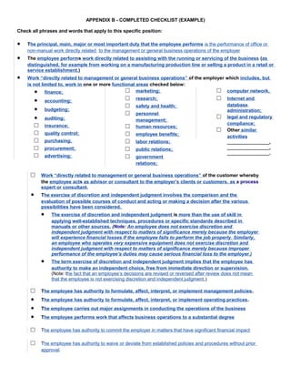 FLSA Administrative Exemption (Job Description Checklist) | DOC