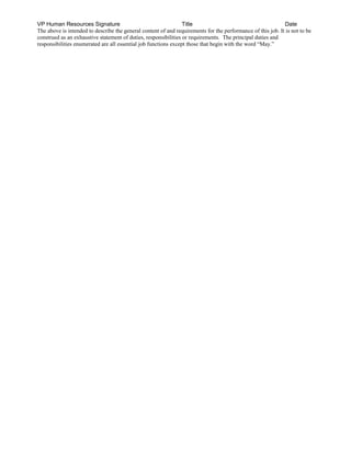 FLSA Administrative Exemption (Job Description Checklist) | DOC