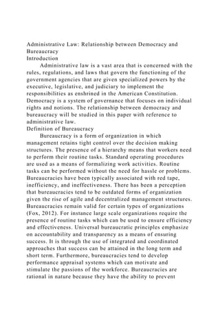 Administrative Law Relationship between Democracy and Bureaucracy.docx