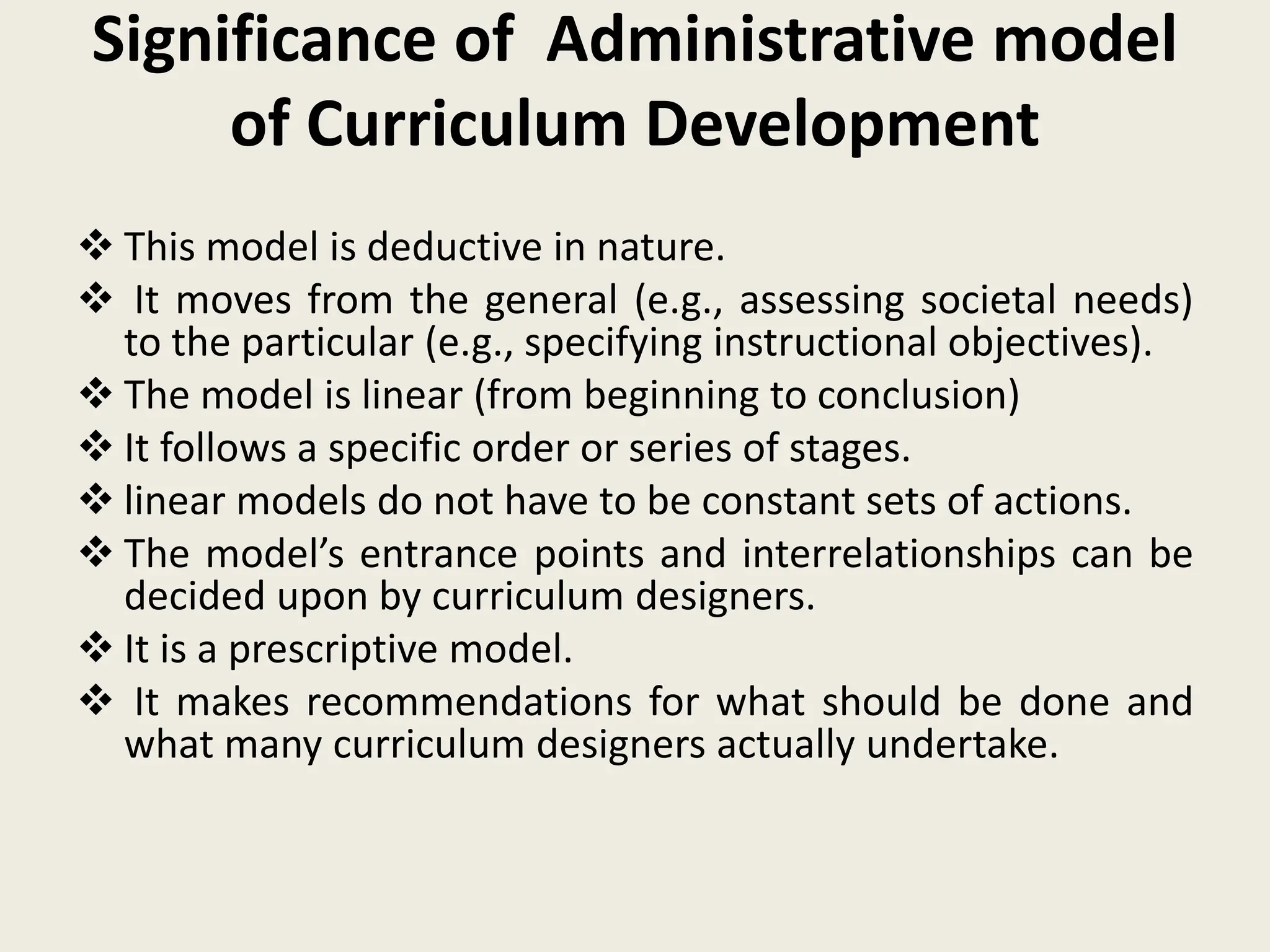 Administrative model (Saylor-Alexander-Lewis) Curriculum Development Model | PPTX