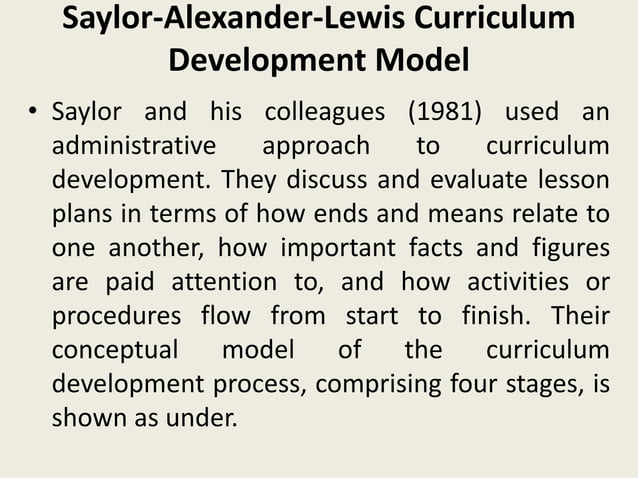 Administrative model (Saylor-Alexander-Lewis) Curriculum Development ...