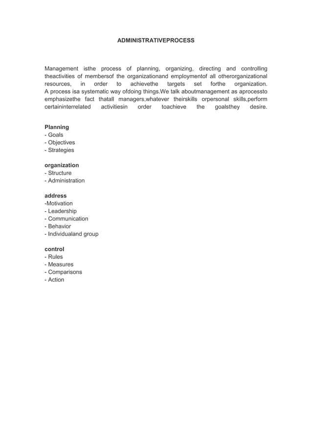 Administrative process | DOCX | Executive Leadership & Management ...