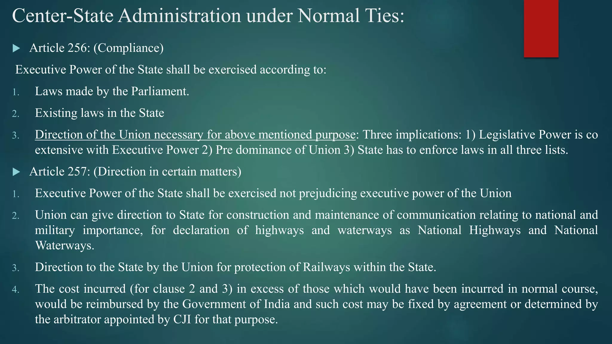 Administrative relationship between centre and state | PPTX