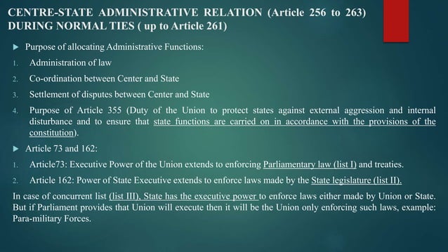 Administrative relationship between centre and state | PPTX | Political ...