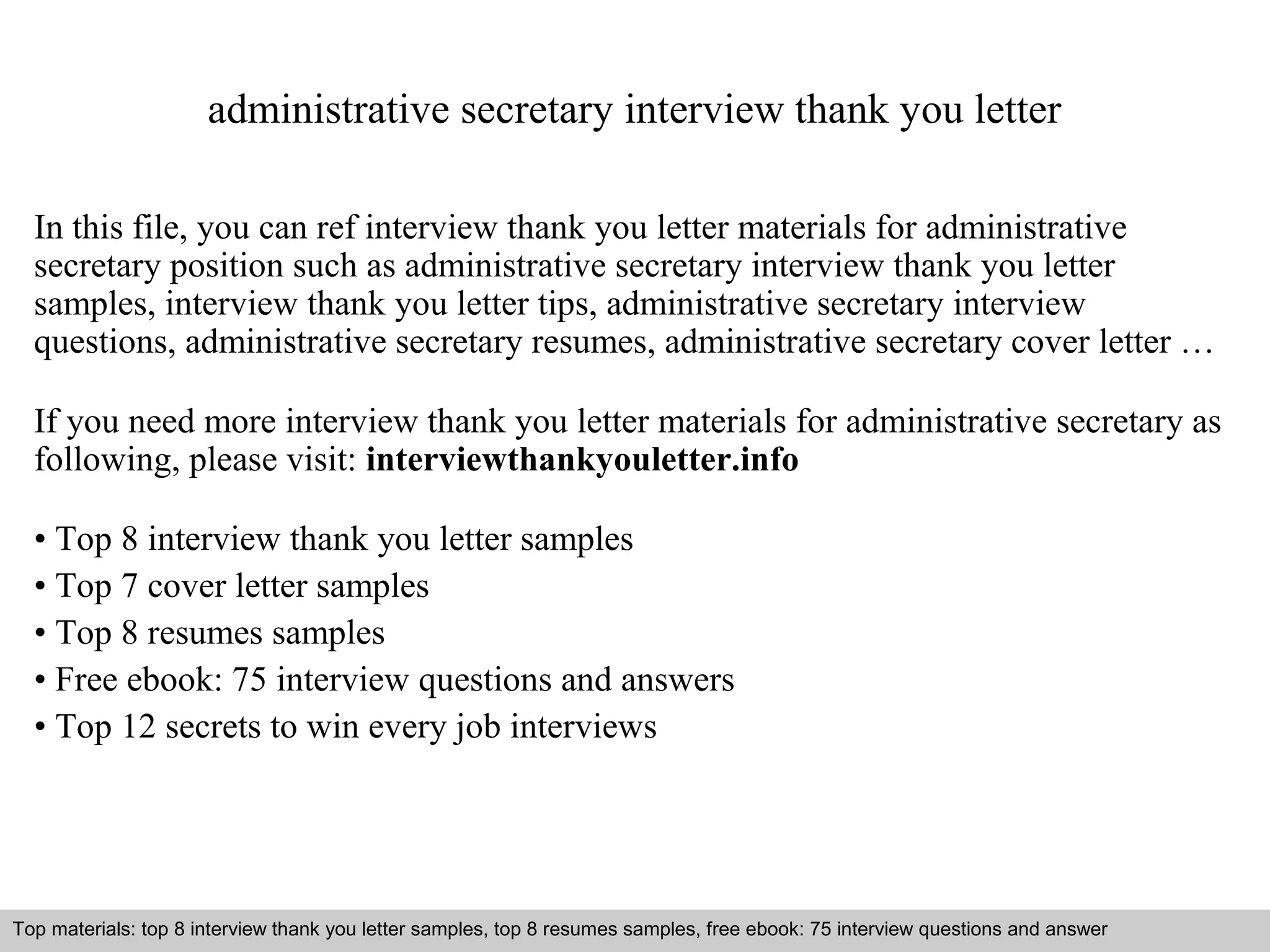 Administrative secretary | PPT | Resume Writing and Advice | Job Search