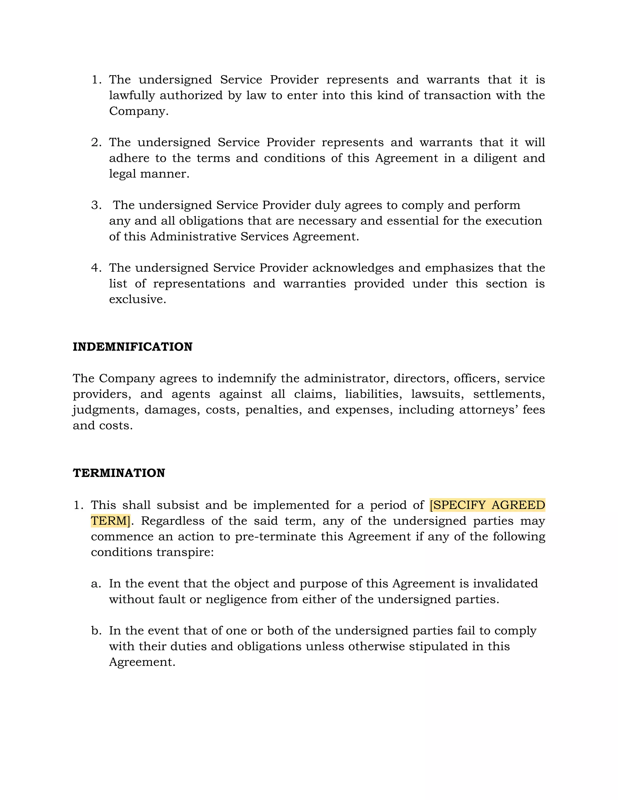 ADMINISTRATIVE SERVICES AGREEMENT | PDF