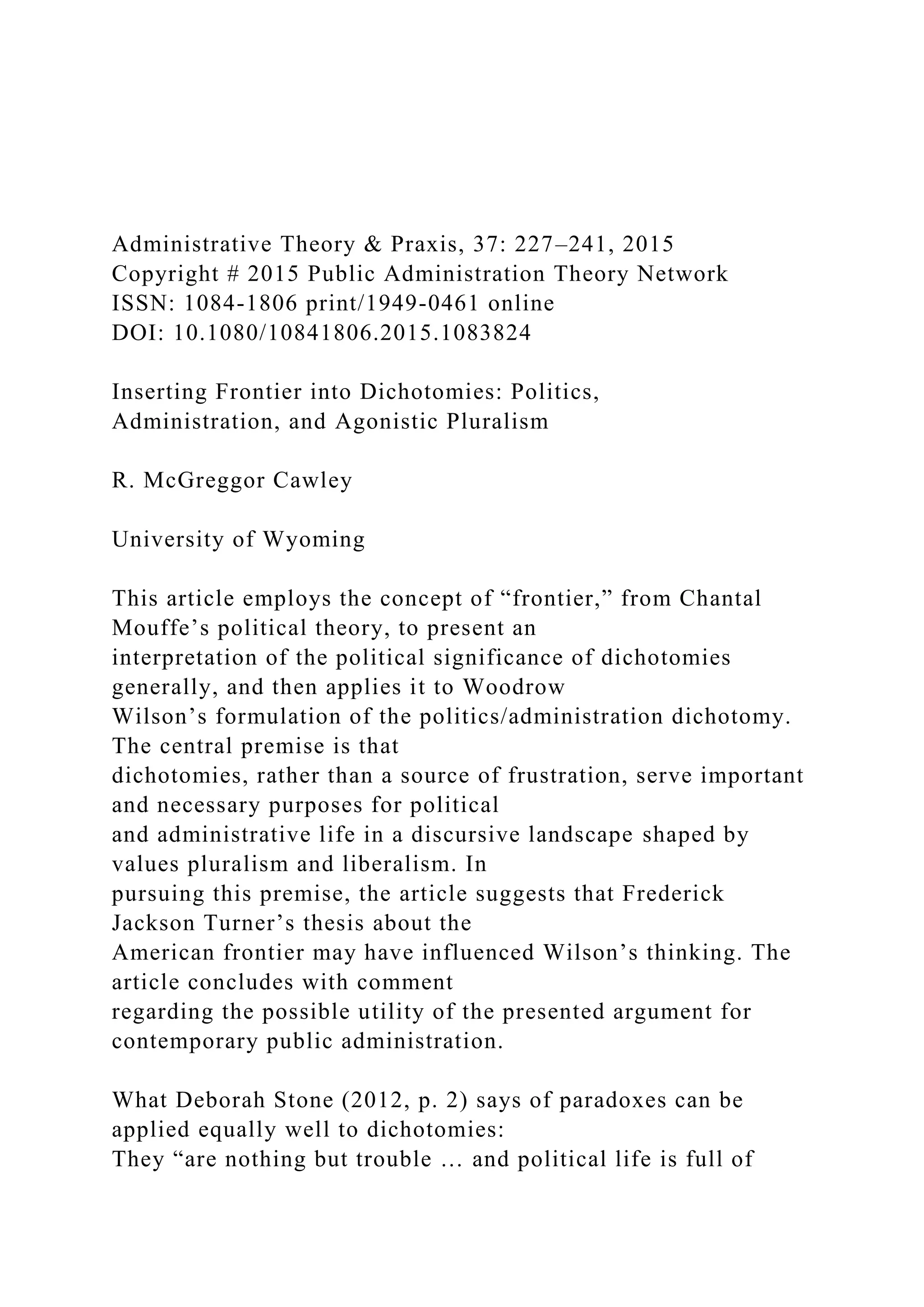 Administrative Theory & Praxis, 37 227–241, 2015Copyright #.docx
