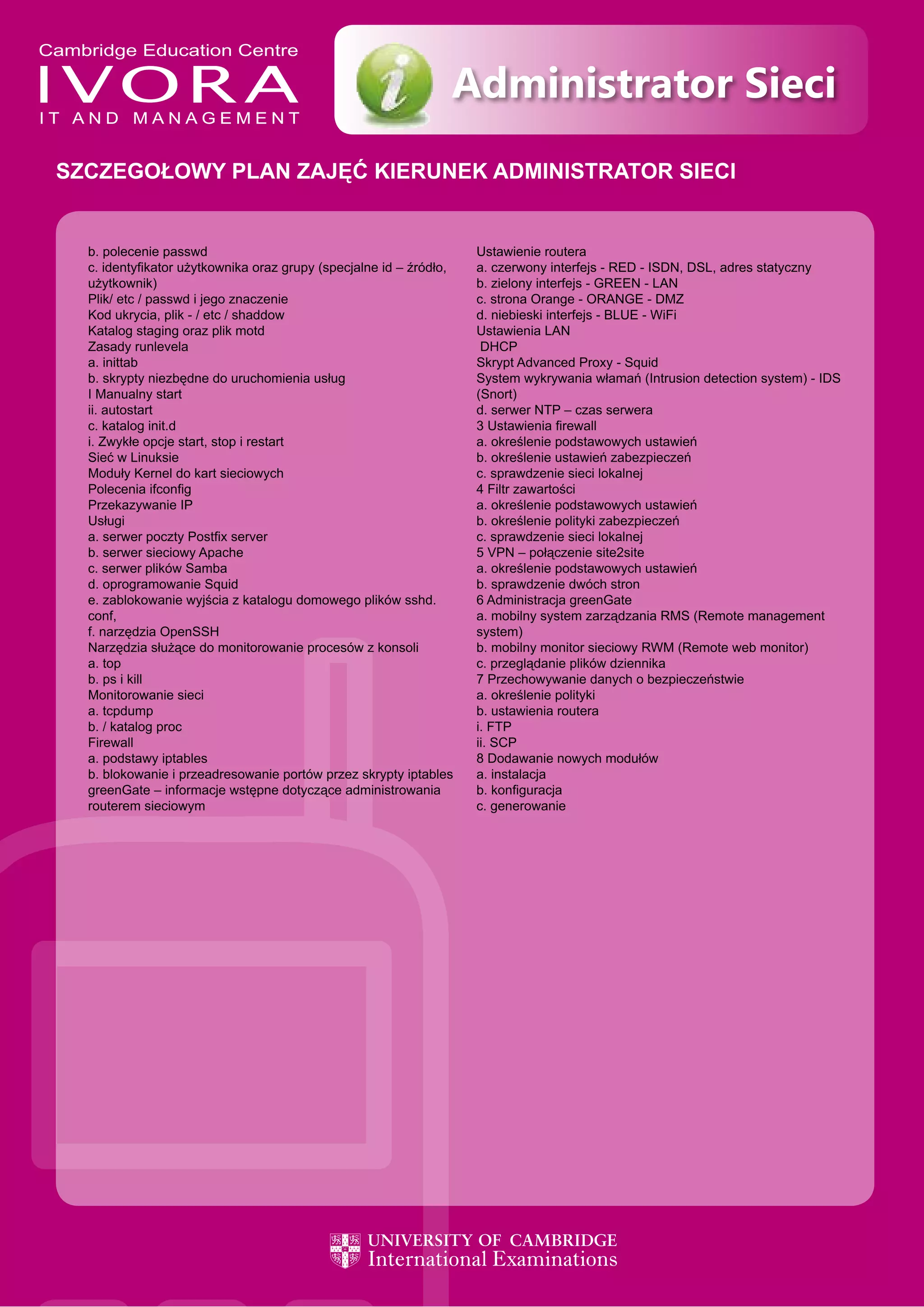 Administracja Sieci- szkolenie | PDF