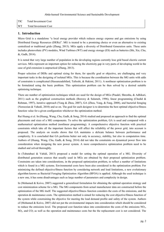 Optimal Sizing and Design of Isolated Micro-Grid systems | PDF