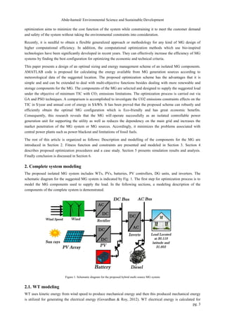 Optimal Sizing and Design of Isolated Micro-Grid systems | PDF