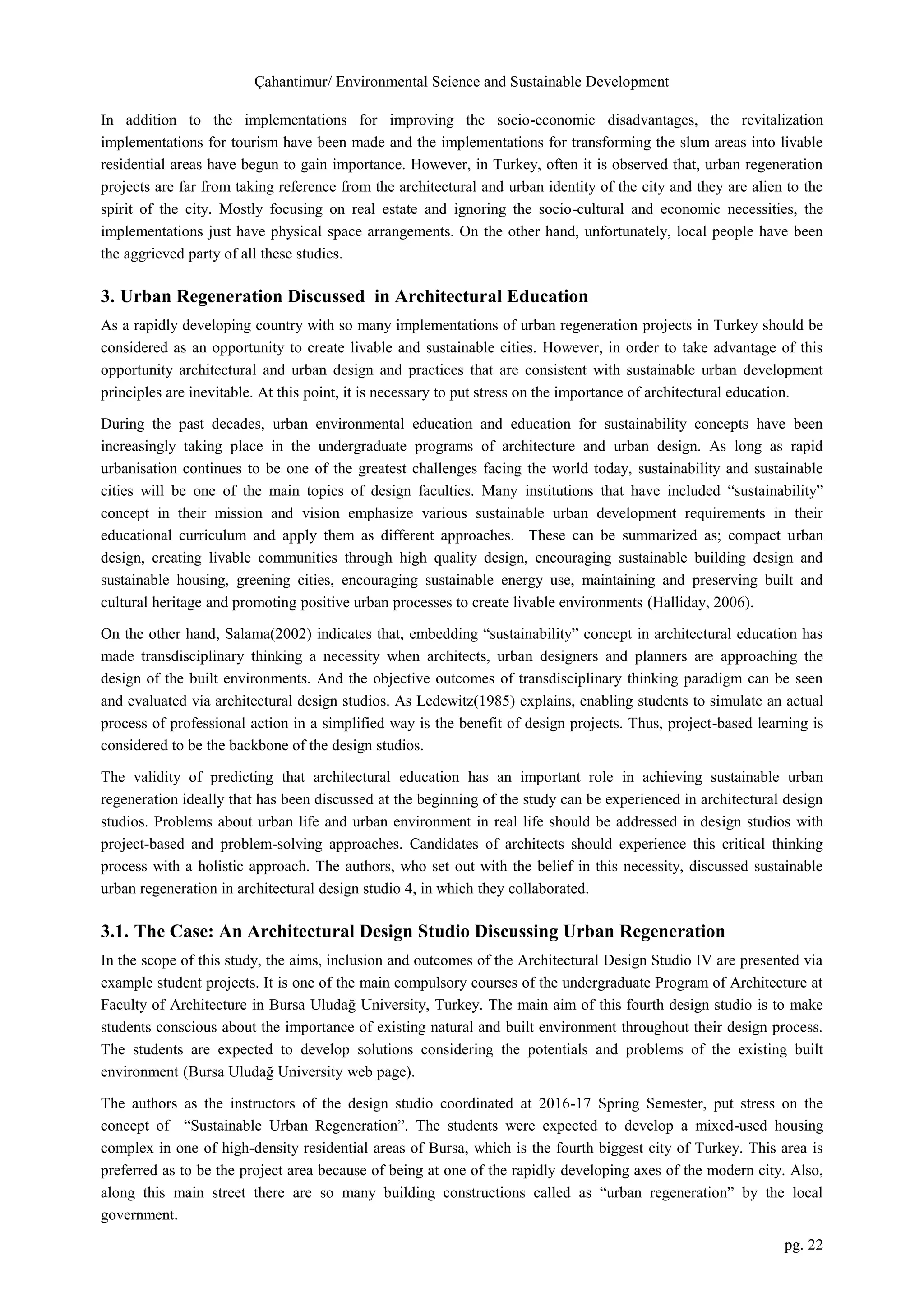 Architectural Education for Sustainable Urban Regeneration | PDF