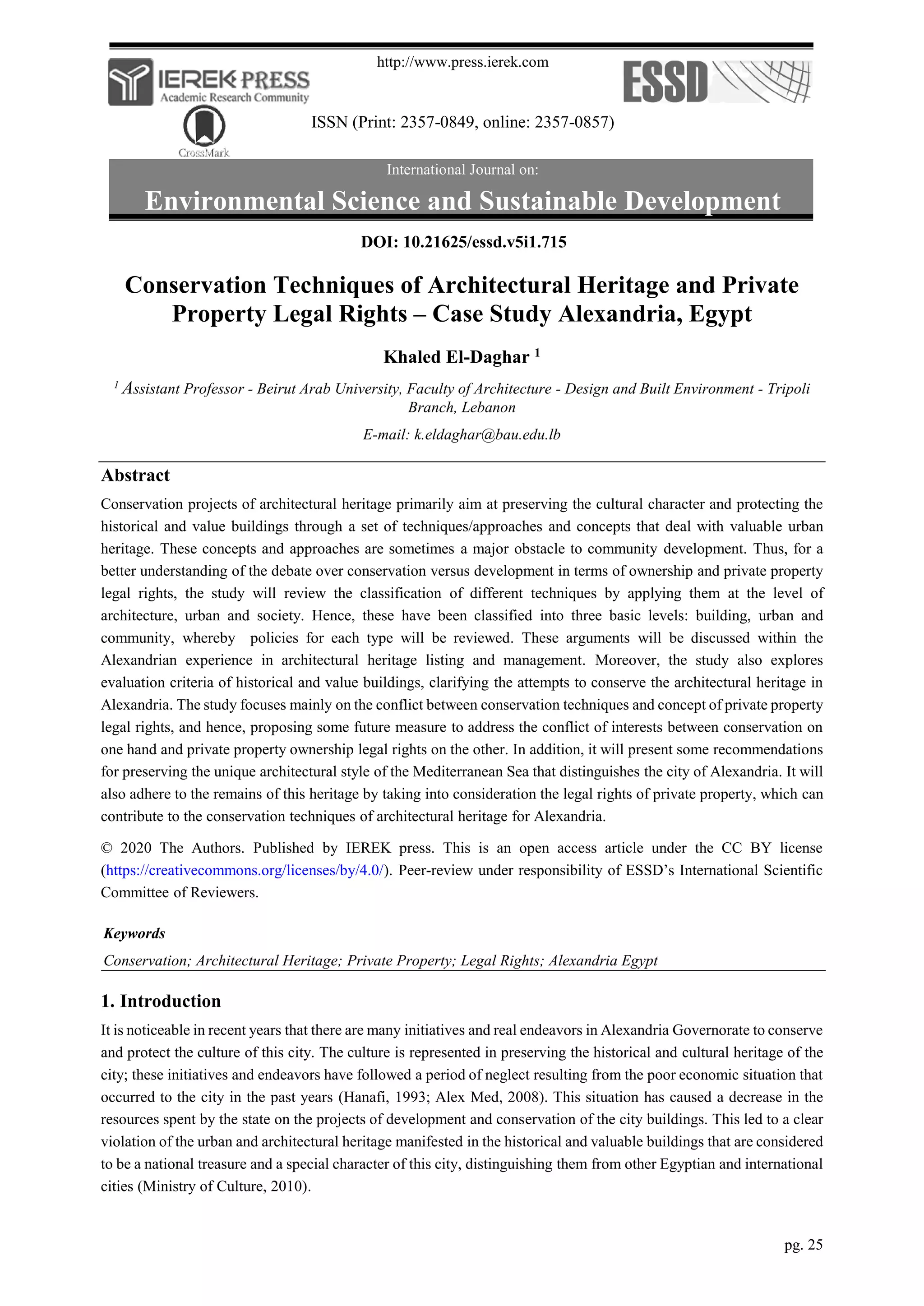 Conservation Techniques of Architectural Heritage and Private Property ...