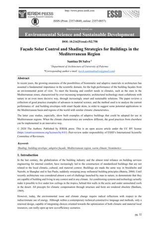 Façade Solar Control and Shading Strategies for Buildings in the ...