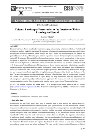 Cultural Landscapes Preservation at the Interface Of Urban Planning and ...