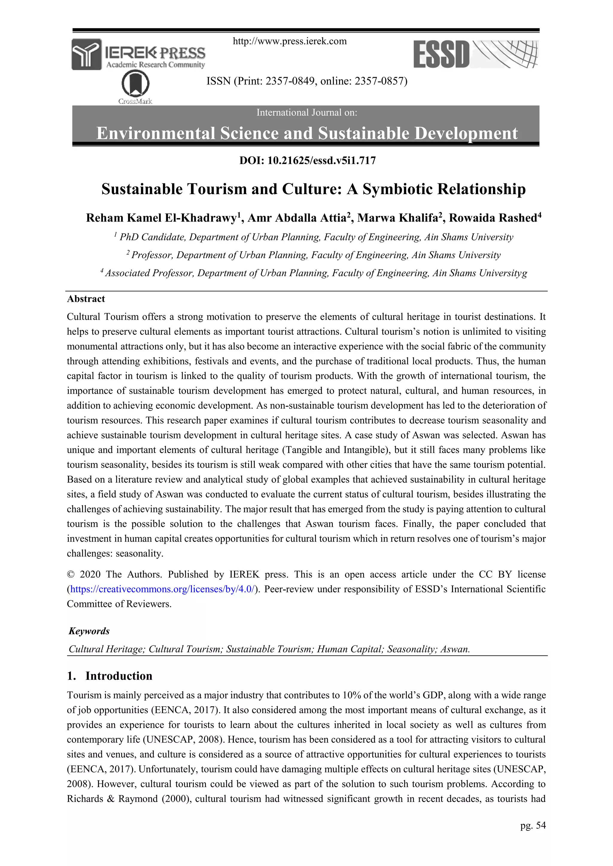 Sustainable Tourism and Culture: A Symbiotic Relationship | PDF