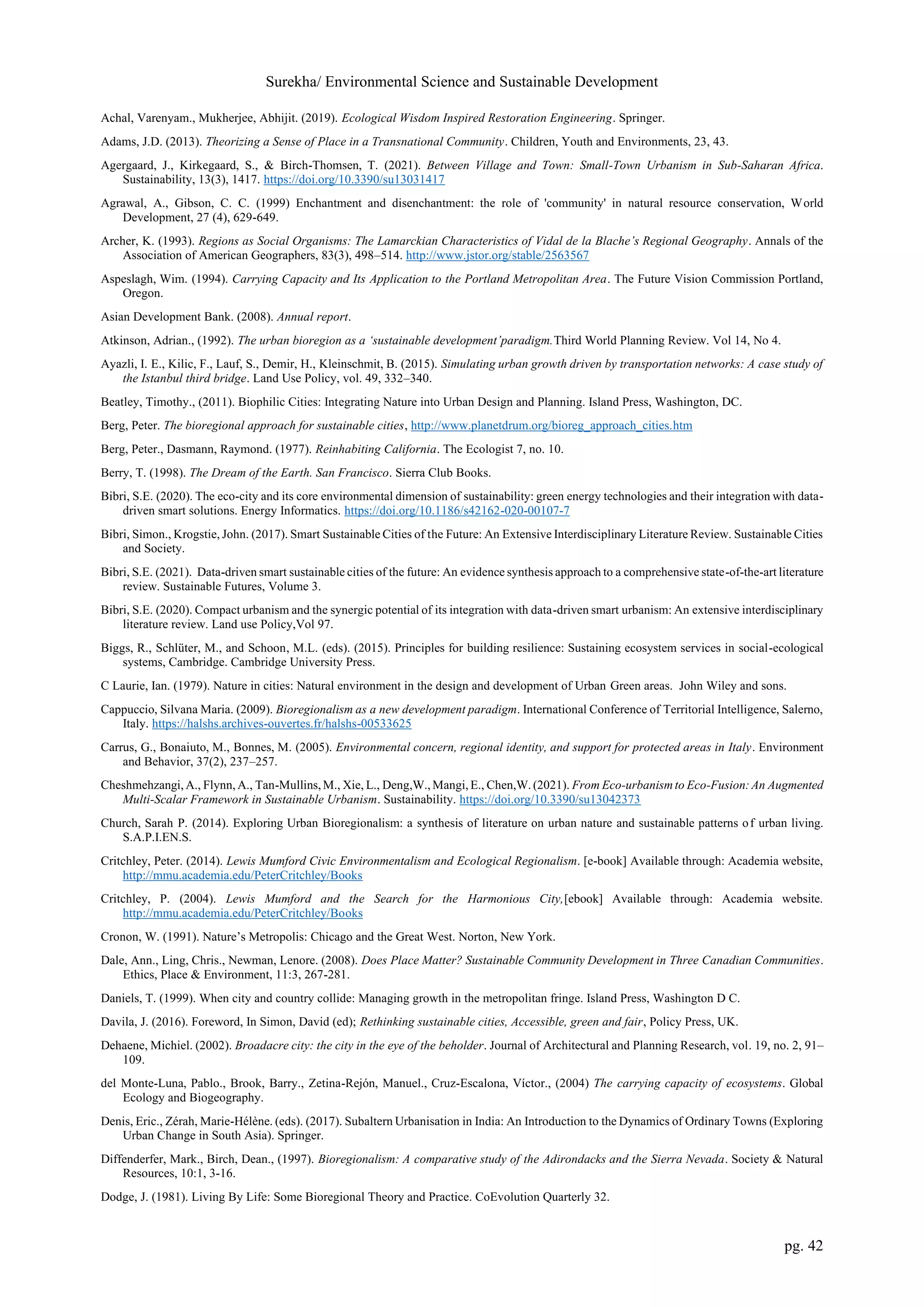 Sustainable Urban Development: Bioregionalistic Vision for Small Towns | PDF