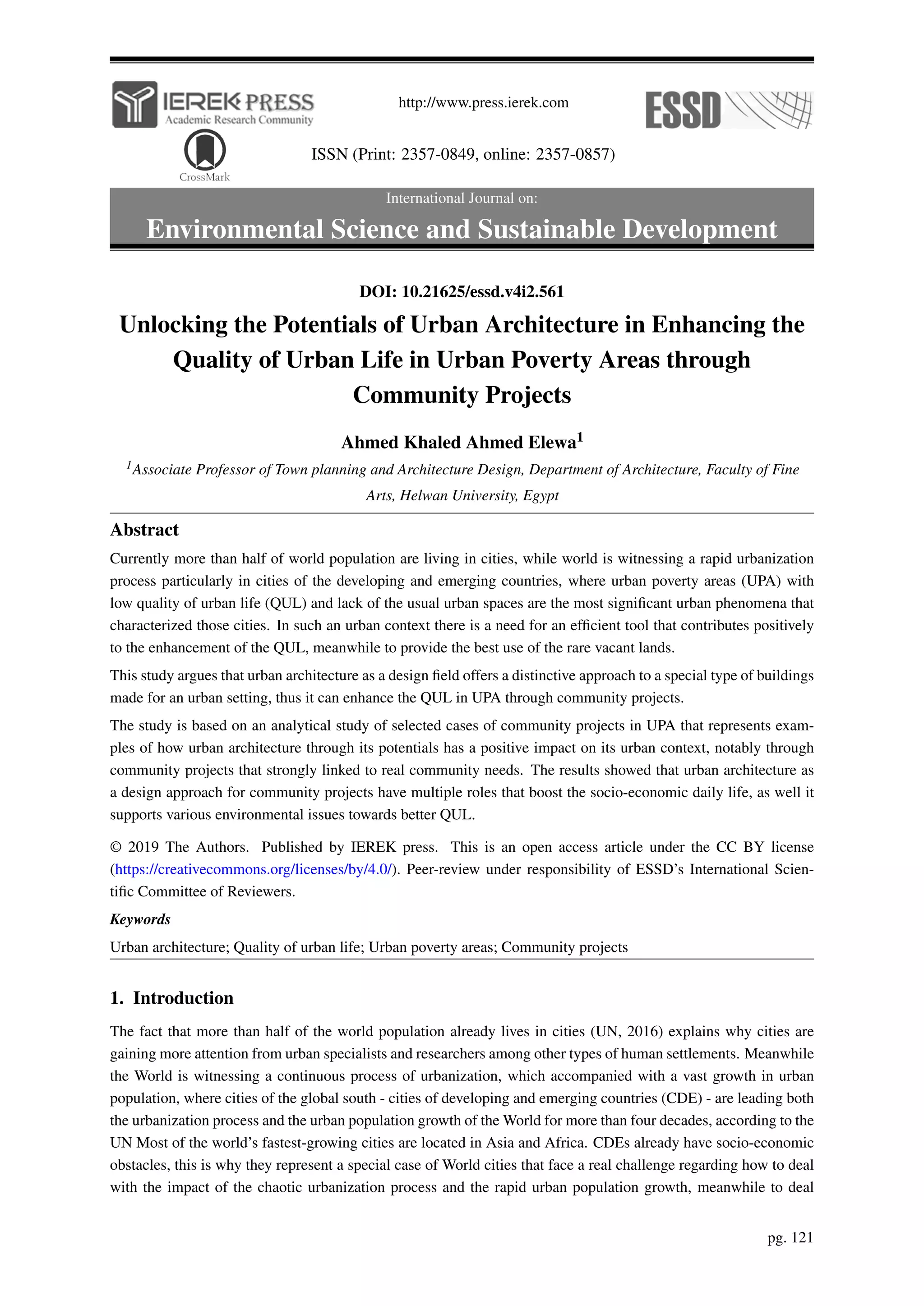Unlocking the Potentials of Urban Architecture in Enhancing theQuality of Urban Life in Urban ...