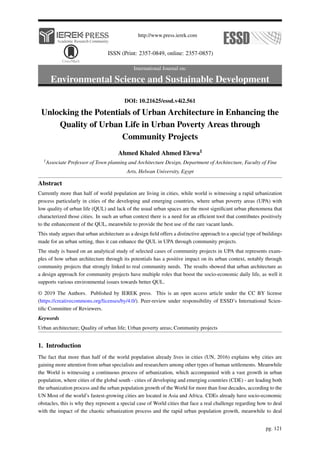 Unlocking the Potentials of Urban Architecture in Enhancing theQuality ...