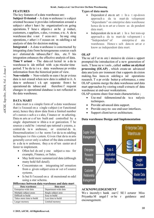 An Overview On Data Warehousing An Overview On Data Warehousing | PDF