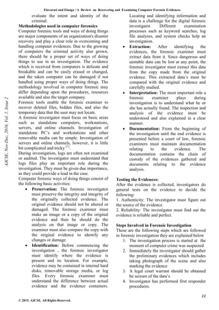 A Review on Recovering and Examining Computer Forensic Evidences | PDF