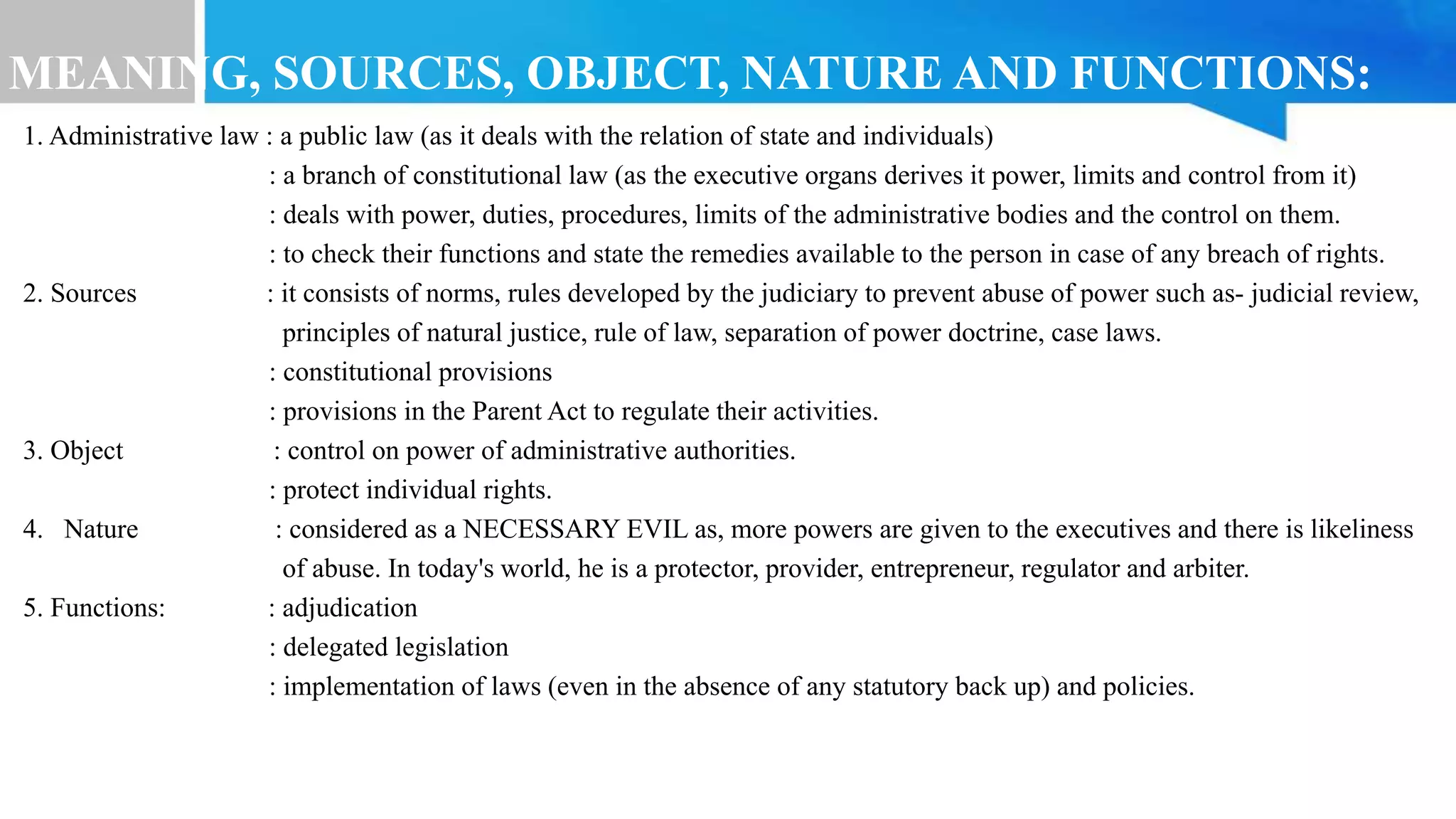 Concept of Administrative law | PPTX