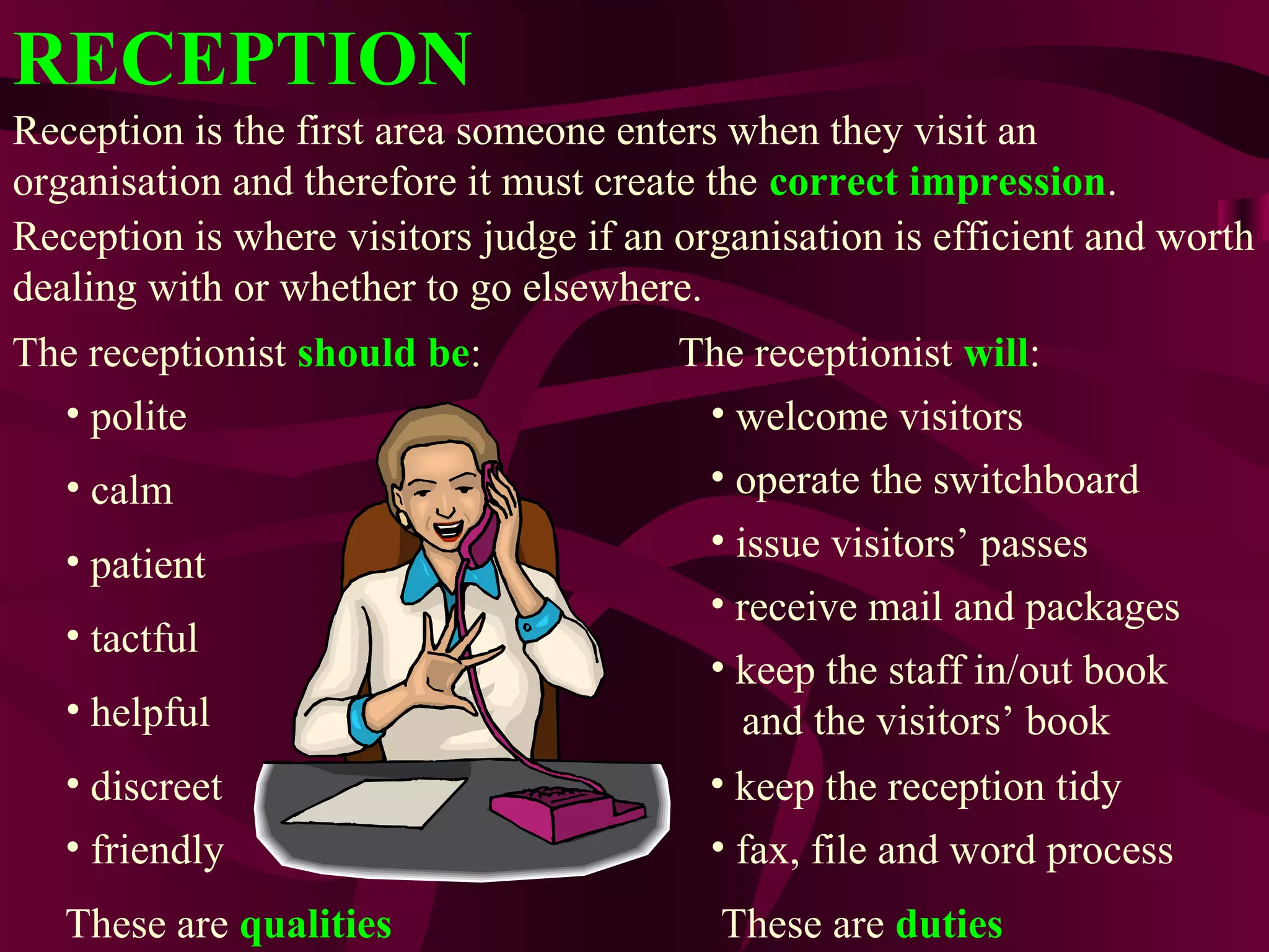 Admin rev 3 reception | PPT | Phone Services | Home Utilities